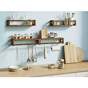 TidyCorner Upgraded Thick Floating Shelves - Multi-Use Wall-Mounted Bookshelves for Kids and Nursery, Ideal for Books, Toys, Spice Rack, Decor - Walnut Brown