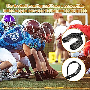 FOUUA 2Pack Football Mouth Guard with Strap, Soft Youth Mouth Guard Professional Sports Mouthguard for Boxing, Hockey, Basketball, MMA, Lacrosse, Rugby and Jujitsu (Black), 0.0 Ounce
