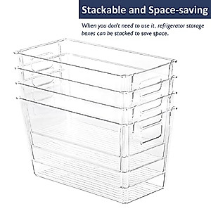 Moretoes 4 Pack Clear Plastic Storage Organizing Bins with Lids, Kitchen Organization Cabinet Fridge Organizer, Pantry Organization and Snack Storage Bins