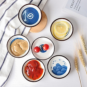 MOSYONE Soy Sauce Dish Ceramic Set of 6 - Soy Sauce Dipping Bowls for Sushi - 3.5 Inch Serving Dish - Japanese Style Dinnerware Set
