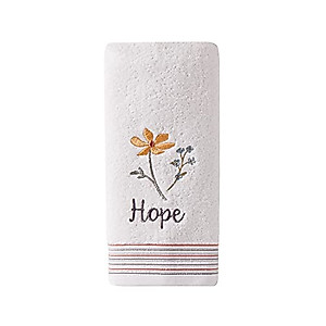 SKL Home Faithful Flowers Hand Towel,Cotton , White Small