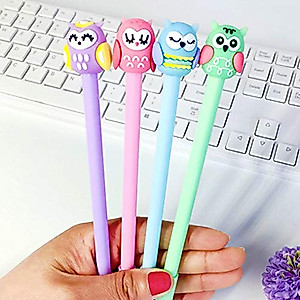 WIN-MARKET Animal Cute Owl Gel Ink Pen Cute Kawaii Black Writing Pens Ballpoint Black Ink Gel Pen Party Gift Gel Ink Pens Funny School Stationery Office Supplies(6PCS)