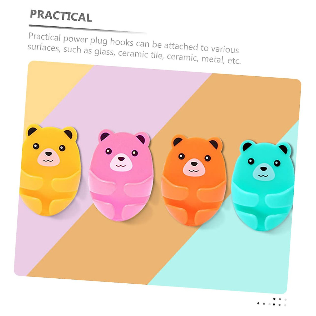 Mikikit 4pcs Power Outlet Hook Plug Wire Holder Self-Adhesive Socket Holder Adhesive Wall Hooks Cartoon Hook Adhesive Plug Holder Multifunctional Cartoon Organizer Plastic No Trace