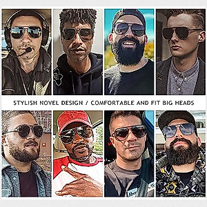 SUNGAIT Aviator Sunglasses for Men and Women, Polarized Trendy Square Sun Glasses Retro Pilot Shades UV Protection