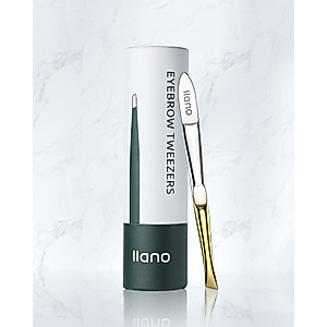 llano Tweezers, Professional Precision Eyebrow Tweezers for Women and Men, Stainless Steel Slanted Hair Removal Tweezers Plucker Makeup Tool for Brow, Facial Hair, Blackhead and Splinter