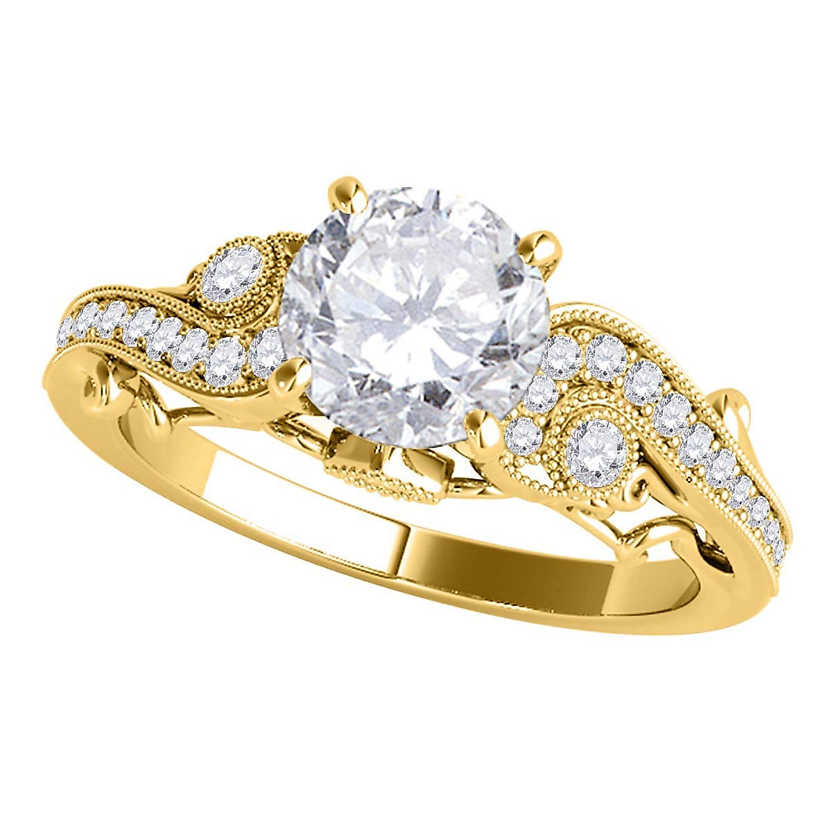 MauliJewels | 0.56 Carat Diamond Engagement Bridal Ring Set Prong Setting 14K Solid Rose White Yellow Gold