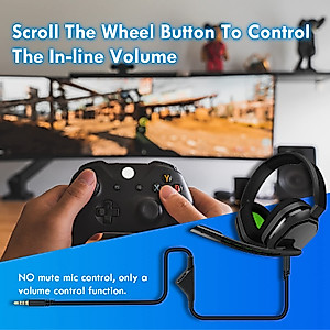 Mcbazel 2M 6.5 Feet Replacement Headset Cable with Volume Control for Astro A10/ A30/ A40, Headset Cord Lead for PS5/ PS4/ Xbox Series X&S/Xbox One - Black