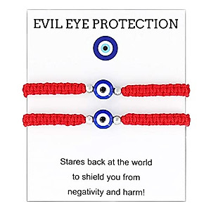 Sepfavo 2 Pcs Evil Eye Bracelets for Women, Protection Bracelet for Men Kids, Negative Energy Evil Eye Jewelry Nazar Bracelet, Red String Bracelet for Protection