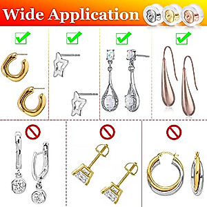 Kerryjewl 18K Gold Locking Secure Earring Backs for Studs, Silicone Earring Backs Replacements for Studs/Droopy Ears, No-Irritate Hypoallergenice Earring Backs for Adults&Kids (Gold)