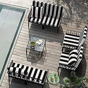 TWLEAR Outdoor Cushion Covers for Patio Furniture, Patio Cushion Covers Replacement, Water Resistant Chair Cushion Slipcovers, 24" x 24" x 4", 2 Pack, Cabana Black (Covers ONLY)