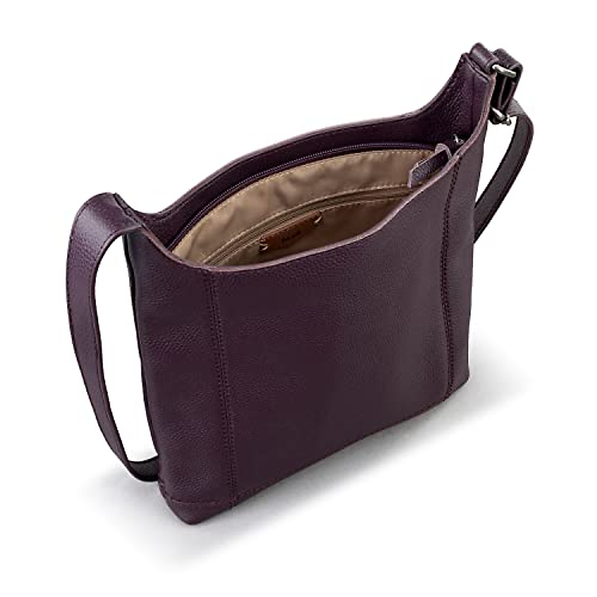 The Sak De Young Crossbody in Leather, Aubergine