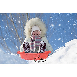 Superio Pack of 2 Toboggan Snow Sleds for Kids and Adults, 37" Plastic Sleds with Pull Ropes and Handles (Red-Blue)