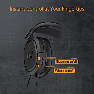 ASUS TUF Gaming H1 Wired Headset | Discord Certified Mic, 7.1 Surround Sound, 40mm Drivers, 3.5mm, Lightweight, for PC, Switch, PS4, PS5, Xbox One, Xbox Series X | S, and Mobile Devices – Black