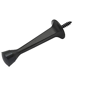 QCAA Rubber Tip Heavy Duty Solid Rigid Door Stop, 3", Zinc Die Cast, Matte Black, 2 Pack