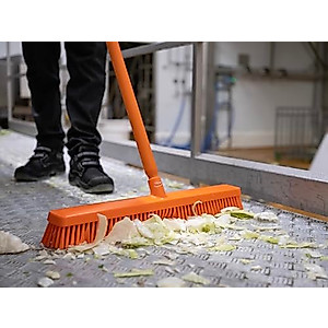 Vikan 319566 24" Heavy-Duty Push Broom, Soft/Stiff, Brown