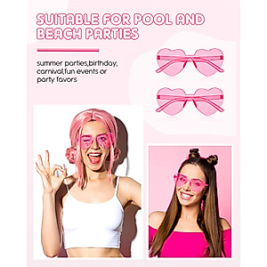 Colzzy 16 Pair Heart Shaped Sunglasses Candy Color Glasses Frameless Sunglasses for Party Women(Pink)