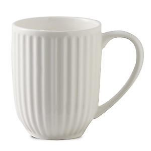 Hasense Ceramic Coffee Mug, 20 Oz Ceramic Coffee Cup with Handle, Modern Ribbed Design Tea Cup for Latte, Cocoa, Coffee, Thanksgiving, Christmas Gift, Dishwasher & Microwave Safe, White