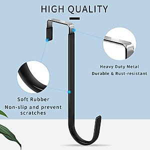 FYY Over The Door Hooks, 4 Pack Upgraded Long Door Hangers Hooks with Rubber Prevent Scratches Heavy Duty Organizer Hooks for Hanging Clothes, Towels, Hats, Coats, Bags Black