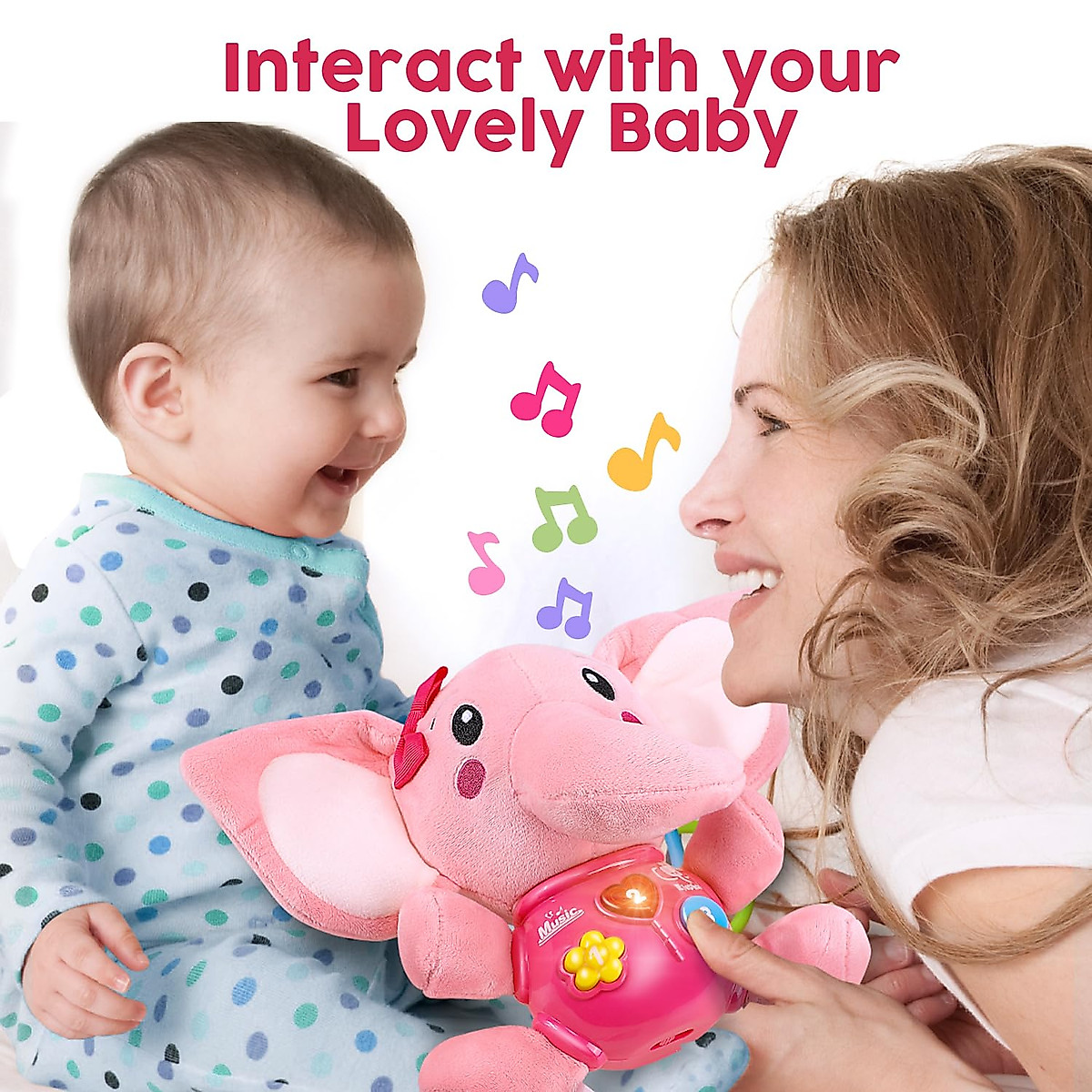 STEAM Life Baby Girl Toys 0-6 Months Baby Boy Infant Girls Gifts Musical Toys for Newborn Girl Toys 0-3 Month Plush Elephant Toy Infant Toys 6-12 Months Newborn Baby Easter Gifts for Girls