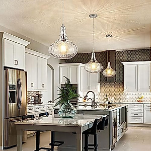 CATINER Glass Pendant Light Brushed Nickel 11-inch Hammered Pendant Lighting for Kitchen Island, Kitchen Sink, Hallway, Living Room