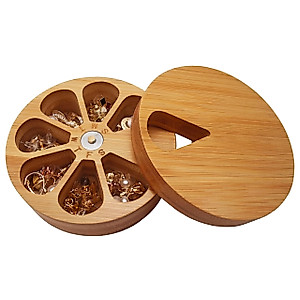 fashciaga Wood Daily Weekly Vitamin Medicine Pill Organizer Case Box,Kitchen Salt Spice Cellar Containers,Nail Art Glitters Crystals Organizer,Earring Ring Jewelry Storage Decorative Box (Bamboo)