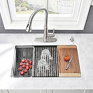 32 Undermount Kitchen Sink Stainless Steel- VASOYO 32x19 Inch Undermount Workstation Kitchen Sink 16 Gauge 10 Inch Deep Stainless Steel Single Bowl Kitchen Sink with Cutting Board