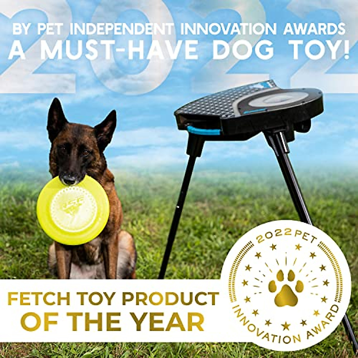 Franklin Pet Supply Co. Automatic Disc Launcher for Dogs - Ready Set Fetch Automatic Disc Tosser Dog Toy for Fetch - Portable Thrower Toy - Battery Powered