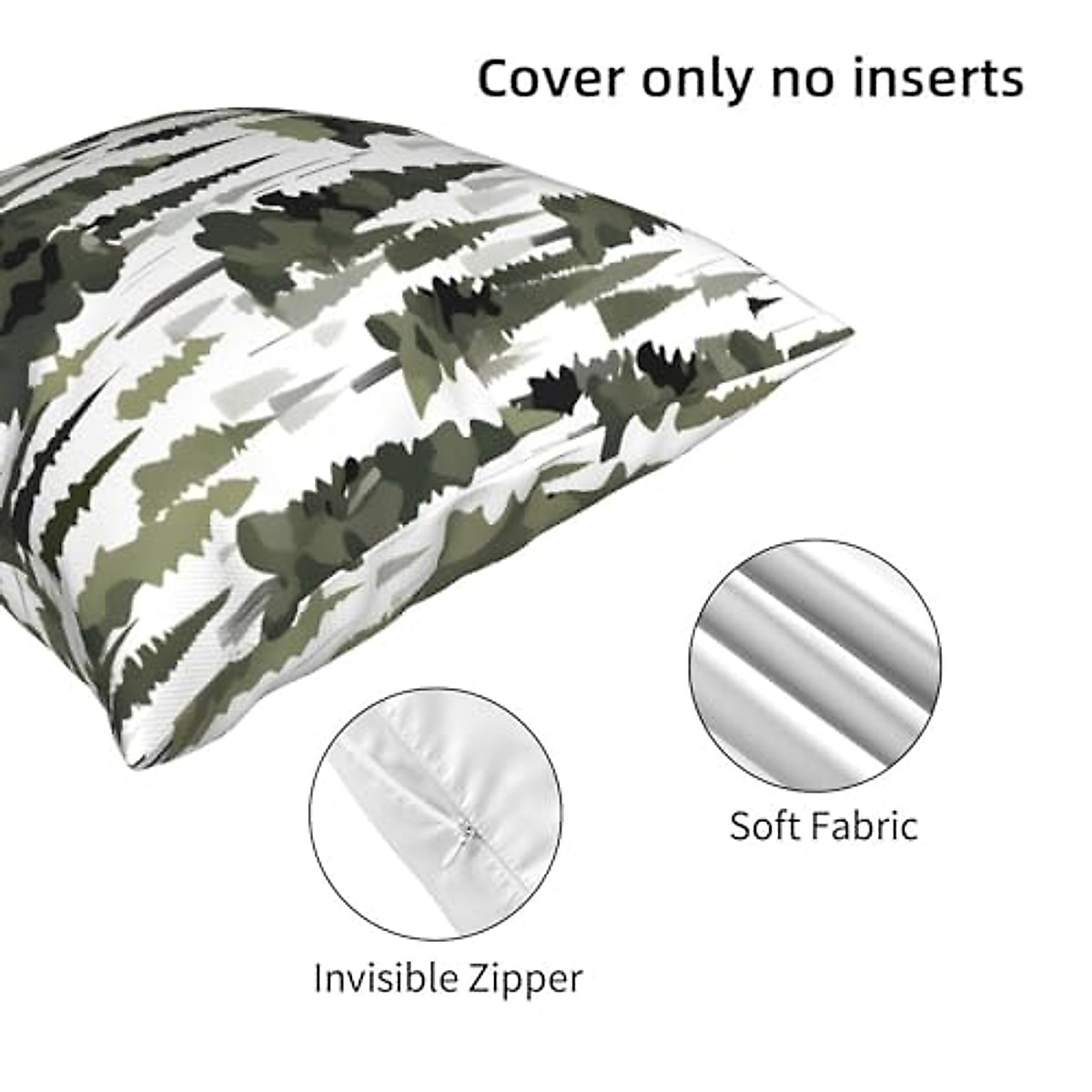 White Trees Camo Pattern Decorative Pillow Cover - Soft and Versatile Cushion Case for Home Décor and Car Seats