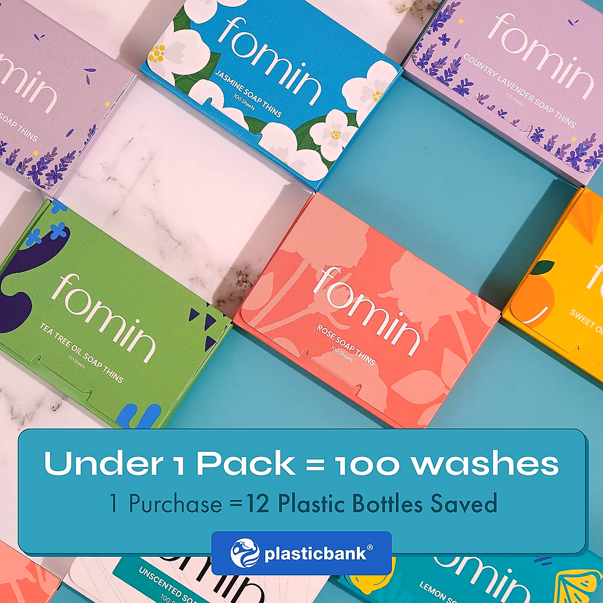 FOMIN - Antibacterial Paper Soap Sheets for Hand Washing - (300 Sheets) Orange, Tea Tree, Lavender Portable Travel Soap Sheets, Dissolvable Camping Mini Soap, Portable Hand Soap Sheets