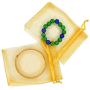 Rbenxia 100 Pcs Drawstring Organza Pouches 4 by 6 Inches Jewelry Favor Pouch Bags Wedding Party Festival Gift Candy Bag Color Gold