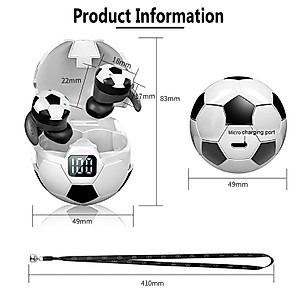 N/0 Soccer Bluetooth 5.1 Wireless Earbuds Sport Headphones IPX7 Waterproof Earbuds Headset with Charging Case Hands-Free Calling Deep Bass Stereo Ear Buds Noise Cancelling Earphones for Gym Running