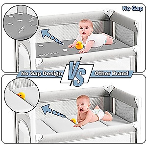 Home4me Pack and Play Mattress,38"x26"x3"Portable Mini Crib Mattress, Dual Sided (Firm & Soft) Memory Foam Playpen Mattress with Washable Cover Memory Foam Waterproof Crib Mattress Topper