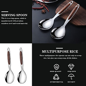 HEMOTON Rice Paddle Spoon 2Pcs Rice Paddle Rice Spoon Stainless Steel Rice Serving Spoon Rice Scooper Non- stick Rice Spatula Rice Server Spoon