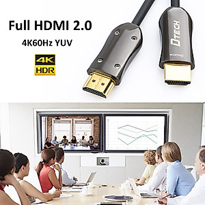 DTech Ultra Slim 150 Feet Fiber Optic HDMI 2.0 Cable 4K 60Hz 18Gbps for in-Wall Installation 150ft Projector Laptop Computer Monitor TV Camera (46 Meters)