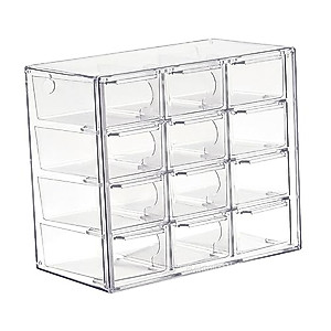 kowaku Mini Drawer Organizer Small Organizer with Drawers Transparent Large Capacity Beads Organizer Desktop Storage Box for Art Supply Office, 12 Drawers