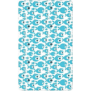 Shark Party Themed Fitted Crib Sheet,Standard Crib Mattress Fitted Sheet Soft and Breathable Bed Sheets-Baby Crib Sheets for Girl or Boy,28“ x52“,Sky Blue Dark Teal