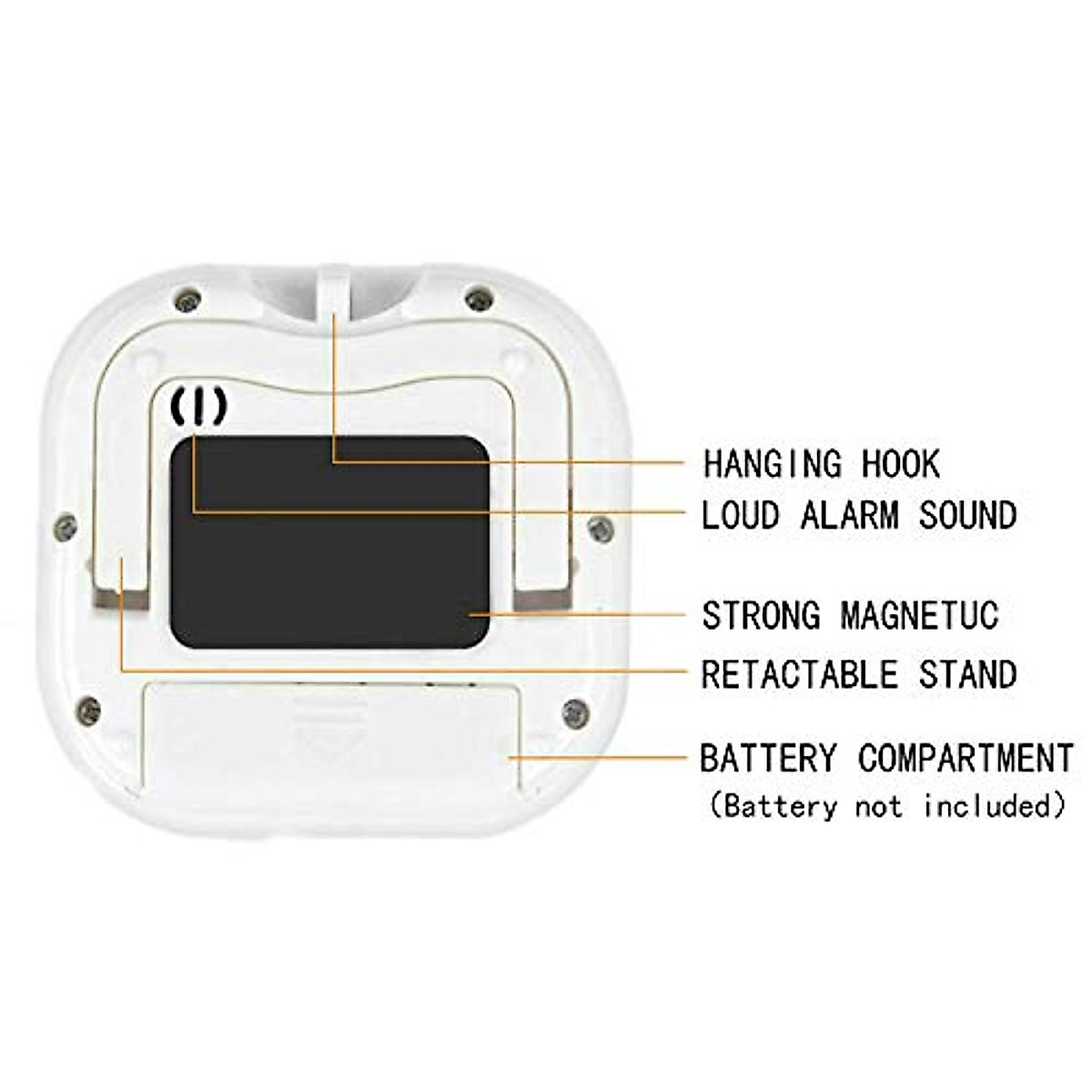 Timer, Multi-Functions Magnetic Countdown Kitchen Digital Timers ,Use for Cooking,Classroom,Bathroom,Teachers,Kids Time Management,White(No lncluded Battery)