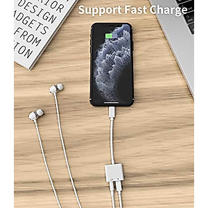 Headphone Adapter Lightning to 3.5mm AUX Audio Jack and Charger Extender Dongle Earphone Headset Splitter Compatible with iPhone 11 12 Mini pro max xs xr x se2 7 8 Plus for Ipad Air Y Cable Converter
