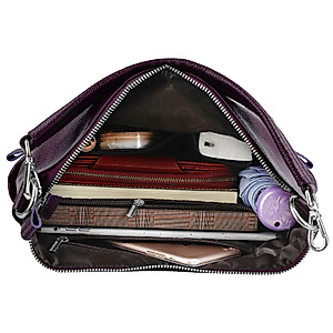 YALUXE Women's Leather Medium Purse Multi Pocket Soft Cowhide