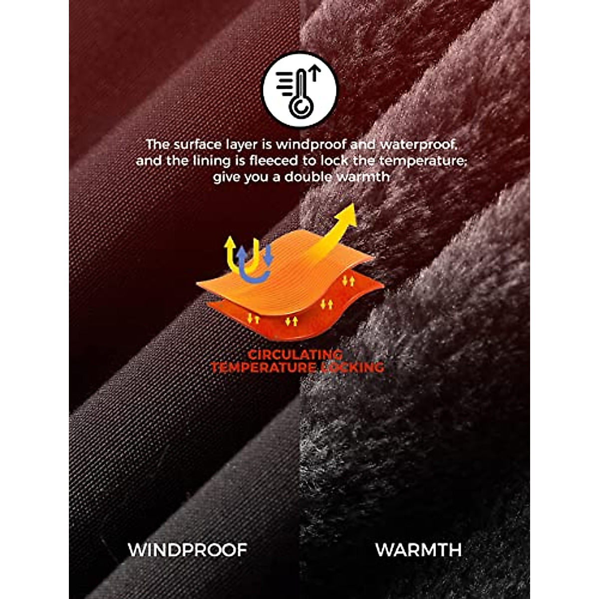 Wantdo Men's Plus Size Windproof Mountain Windbreaker Big&Tall Fleece Waterproof Ski Jacket Black Large Tall