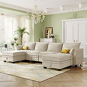 YEBDD Large U-Shape Modular Sectional Sofa, Convertible Sofa Bed with Reversible Chaise for Living Room,