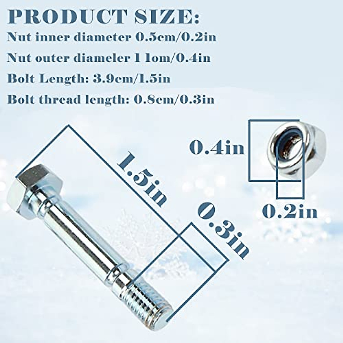 TNITRIB 303160355P / 303160355 for Powersmart Snow Blower Shear Pins Set Four Shear Pins and Nuts