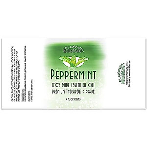 Naturalitana Peppermint Essential Oil - Therapeutic Grade for Aromatherapy, Diffuser, Hair, Stress, Relaxation, Dropper - 4 fl oz - Mint Scented Oil - Mint Oil