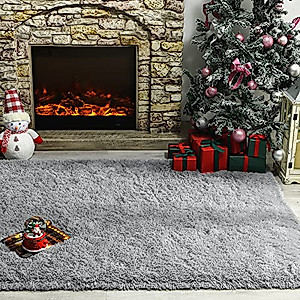 Andecor Soft Fluffy Bedroom Rug, 4 x 6 Feet Indoor Shaggy Plush Area Rugs for Living Room Boys Girls Kids Baby Room Nursery College Dorm Home Decorations Floor Carpet, Grey