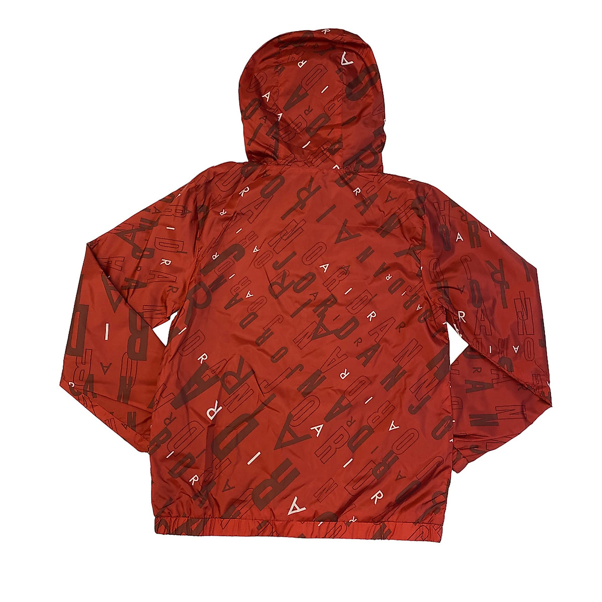 Jordan Boys All Over Logo Windbreaker Jacket in Gym Red with Hood Rain Jacket (as1, alpha, l, regular, Gym red)