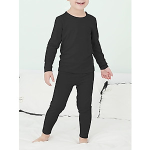 Century Star Kids Thermal Underwear Long Johns for Boys Girls Base Layer Toddler Thermal Set Ultra Soft Black Medium (90) /2T-3T