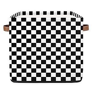 Aglebo Checkboard Storage Basket Foldable Storage Box Bins with Handles 13 Inch Decorative Cube Storage Bin For Laundry Home Office