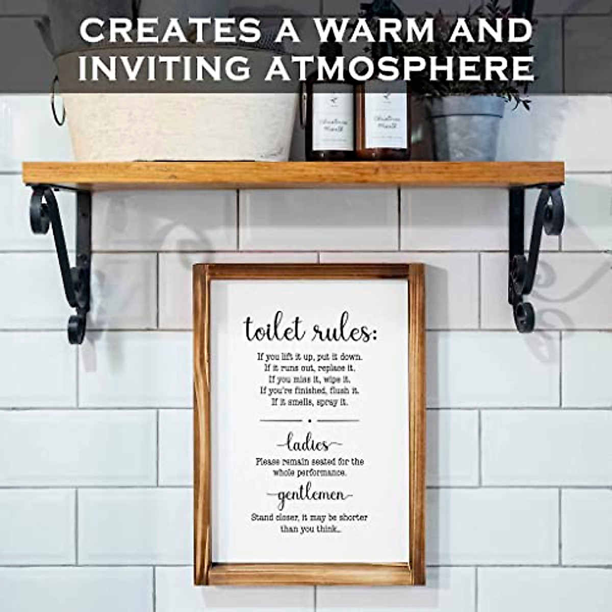 Toilet Rules Bathroom Sign 11x16 Inch - Bathroom Rules Sign, Toilet Rules Sign For Bathroom, Rustic Bathroom Rules Sign, Guest Bathroom Wall Decor, Bath Signs For Bathroom Decor Bathroom Rules Signs