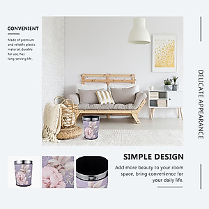 NUOBESTY Garbage Can Modern Waste Basket Plastic Trash Bin Purple Trash Can Recycling Round Trash Storage Can for Office Bathroom Kitchen Hotel Car Decor