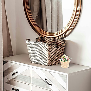 SAFIGLE Wicker Trash Can Bathroom Trash Can Bamboo Desk Paper Wastebasket Straw Basket Weaving Organizer Bamboo Storage Basket Rattan Trash Can